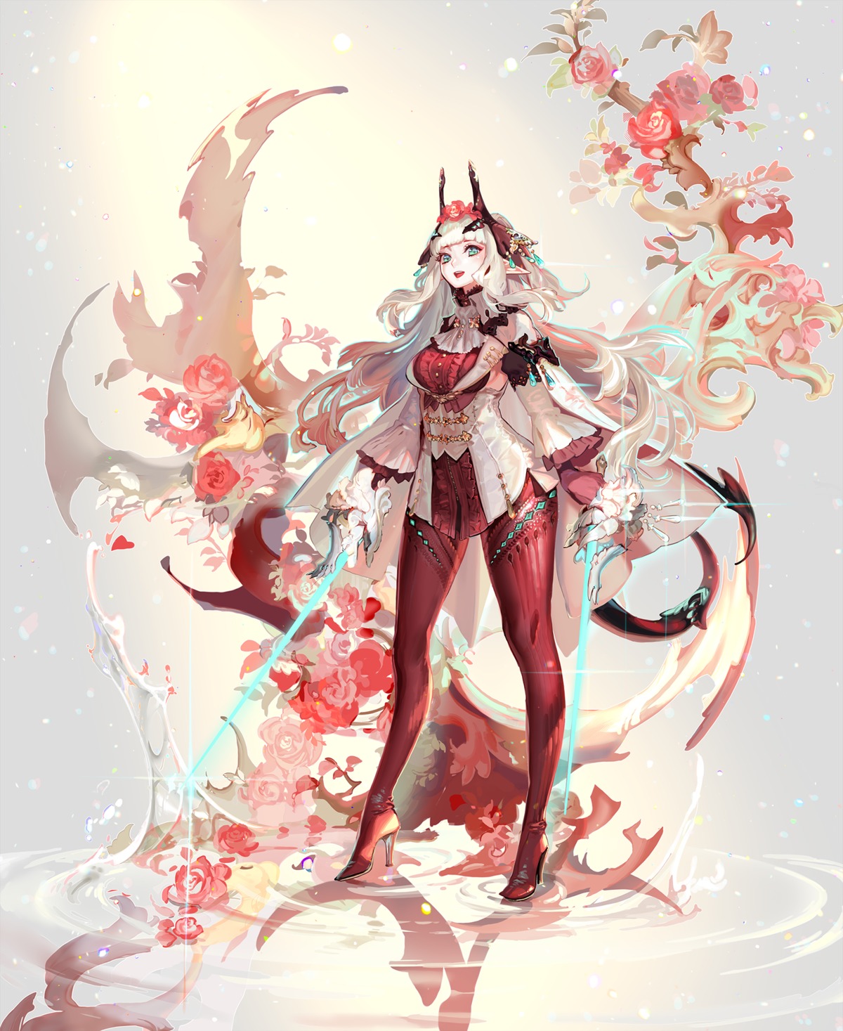 kabi (kb) pixiv fantasia pixiv fantasia last saga heels horns pointy ears sword tail | #530387 ...